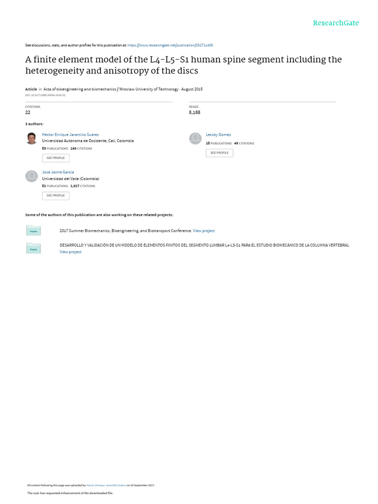 A Finite Element Model of The L4-L5-S1 Human Spine Segment Including The Heterogeneity and ...