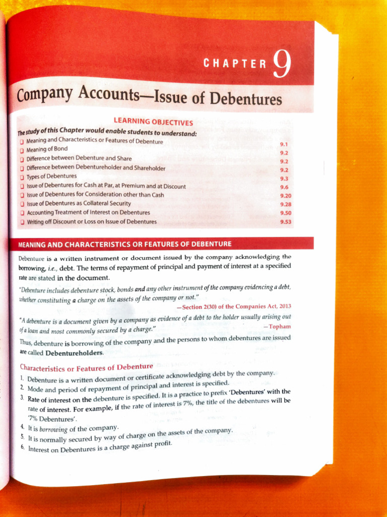 Chapter 9 Company Accounts - Issue of Debentures PDF | PDF
