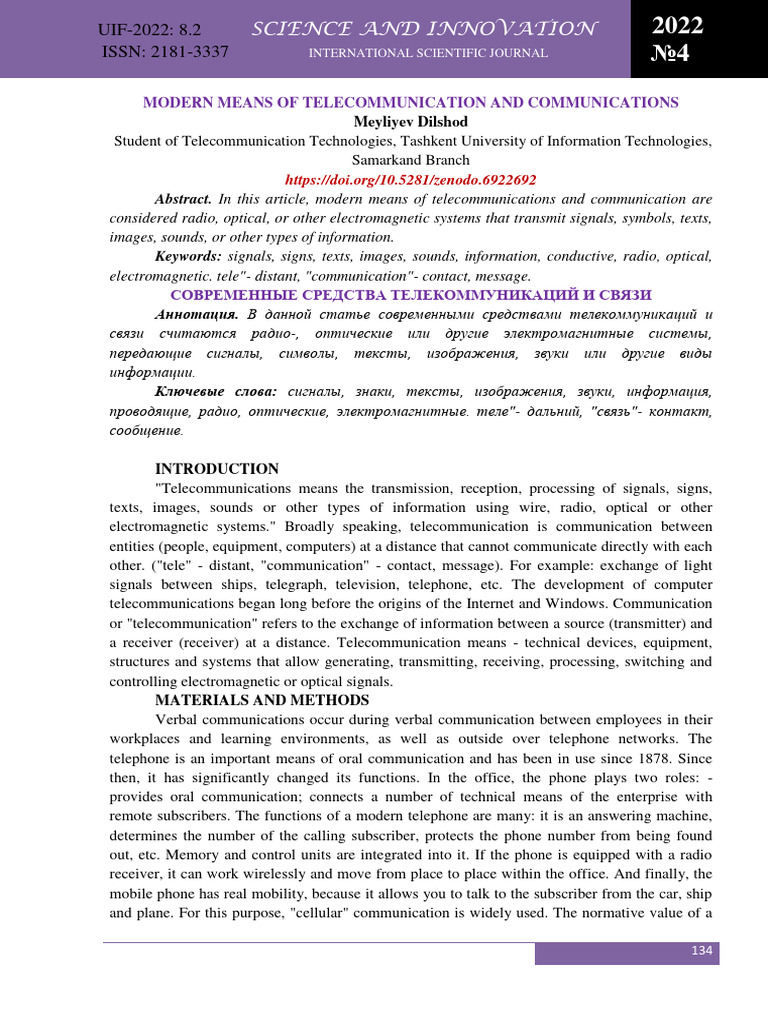 Modern Means of Telecommunication and Communications | PDF | Telephone | Telecommunications