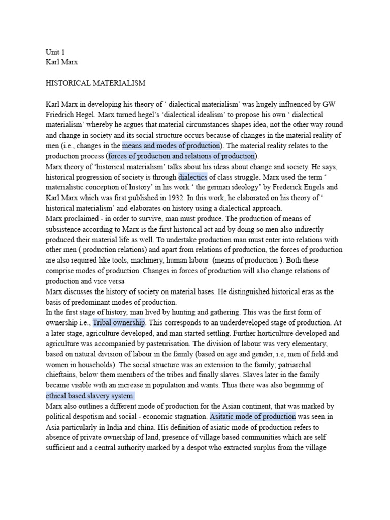 Historical Materialism | PDF | Karl Marx | Working Class
