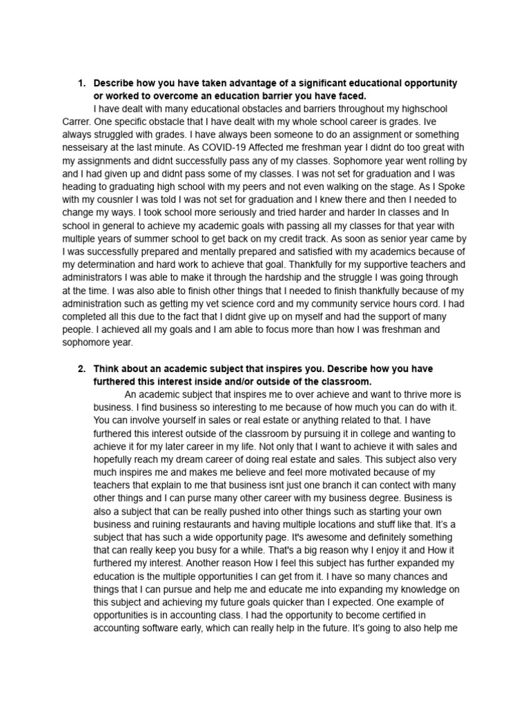 marcus sotelo - personal statement | PDF | Reason | Cognition