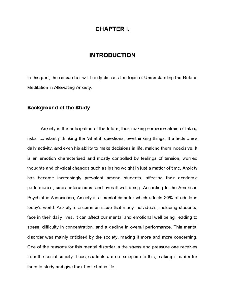 Understanding The Role of Meditation in Alleviating Anxiety To The ...