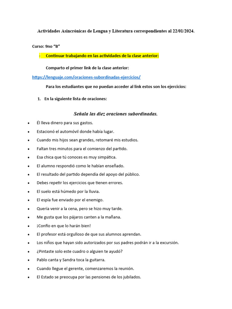 LyL 9no B 22-01-2024 | PDF | Artes del Lenguaje y Comunicación