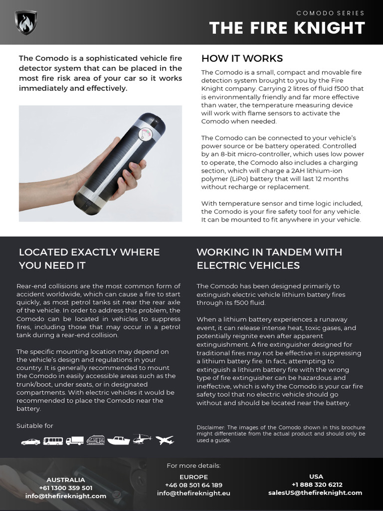Comodo: Vehicle Fire Detection System | PDF | Lithium Ion Battery | Fires