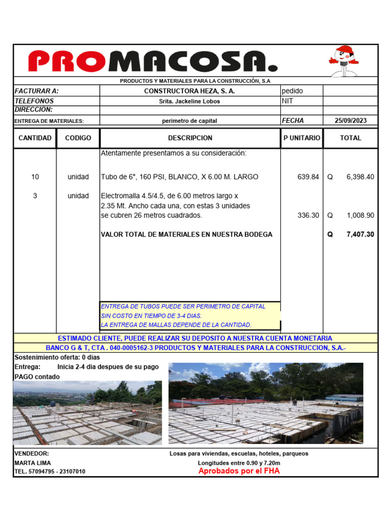 26 Sep 23 Constructora Heza | PDF | Ciencia y matemáticas
