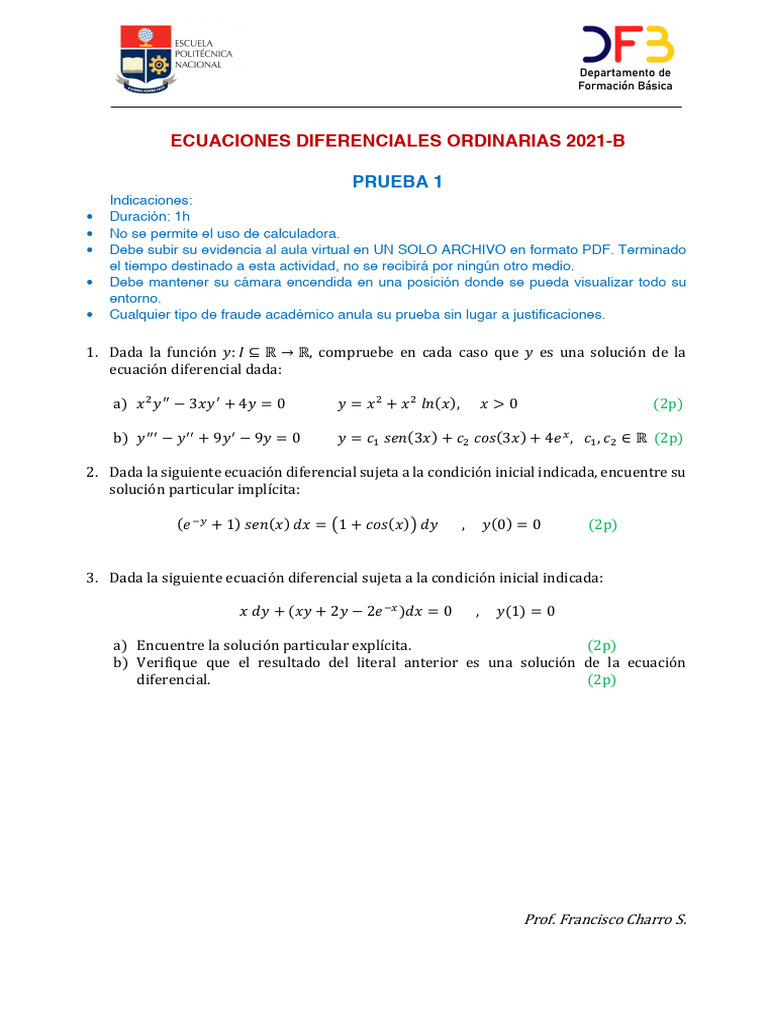 Prueba 1 - EDO | PDF
