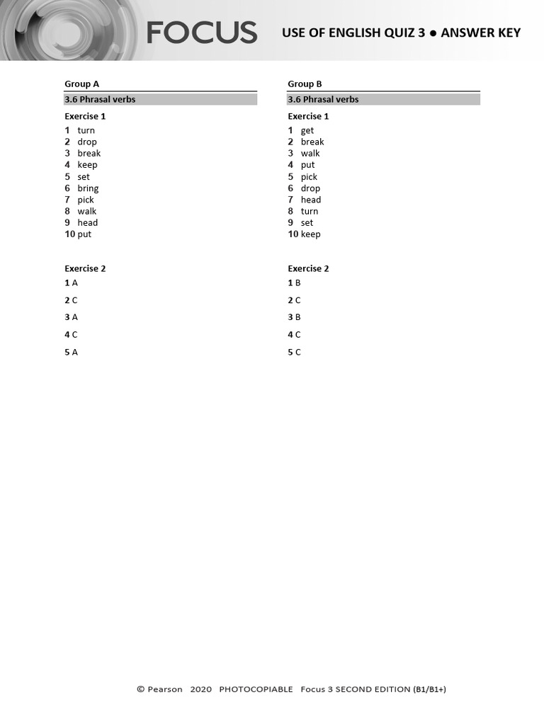 Focus3 2e Uoe Quiz Unit3 Groupa B Answers | PDF
