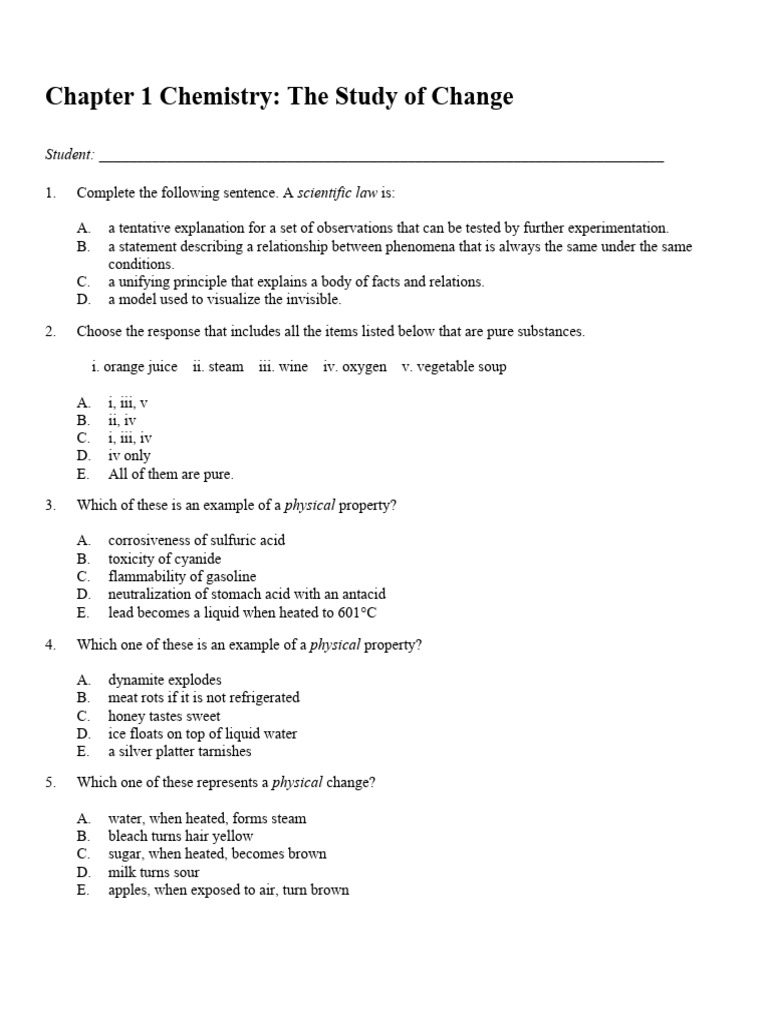 Chapter 1 Chemistry | PDF | Density | Chemical Substances