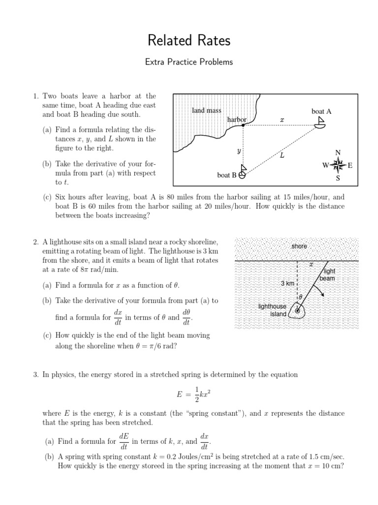 Calculus Related Rates Problems | PDF | Equations | Mathematics