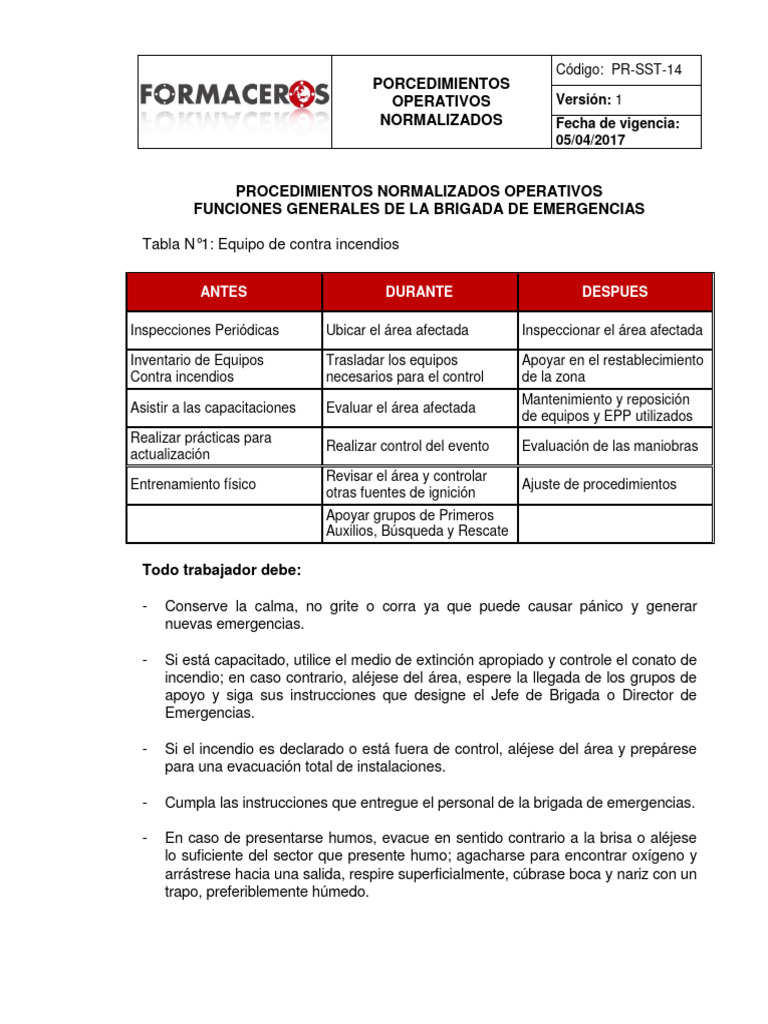 Procedimientos Operativos Normalizados | PDF