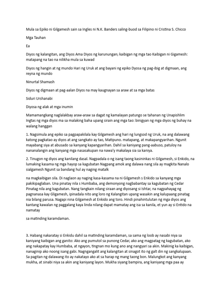 Epiko Ni Gilgamesh | PDF