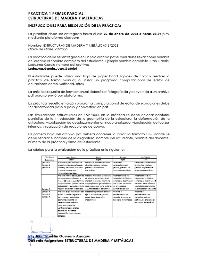 Practica 1 Estructuras de Madera y Metalicas | PDF | Braguero