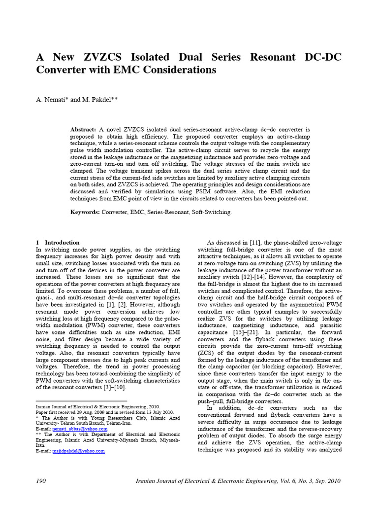 A New ZVZCS Isolated Dual Series Resonant DC-DC | PDF | Power (Physics) | Telecommunications ...
