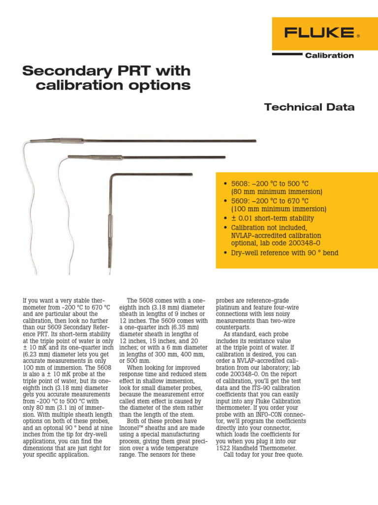 Secondary PRT With Calibration Options: Technical Data | PDF ...