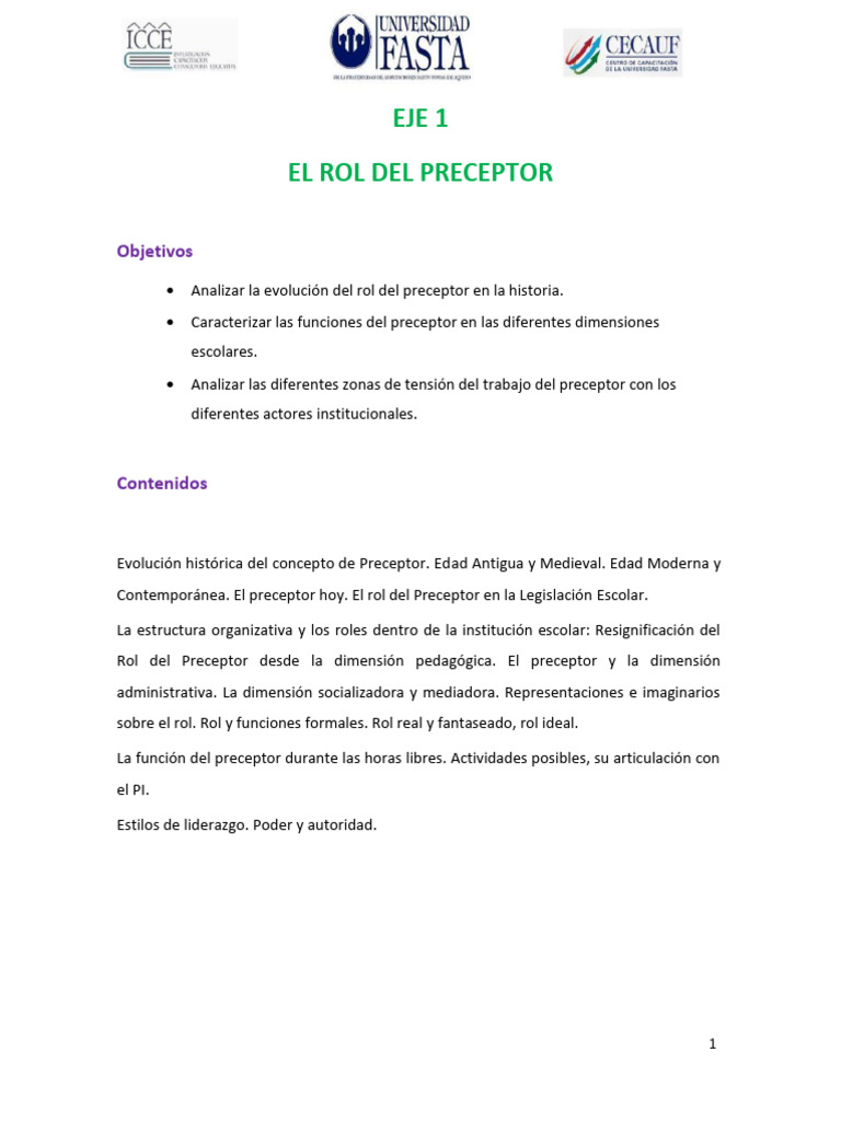 Eje Transversal 1 - Rol Del Preceptor | PDF | Renacimiento | Edades medias