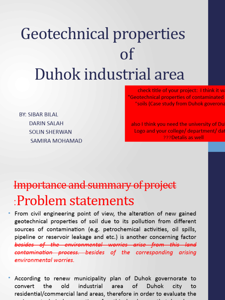 Geotechnical Properties of Duhok Industrial Area: By: Sibar Bilal Darin ...