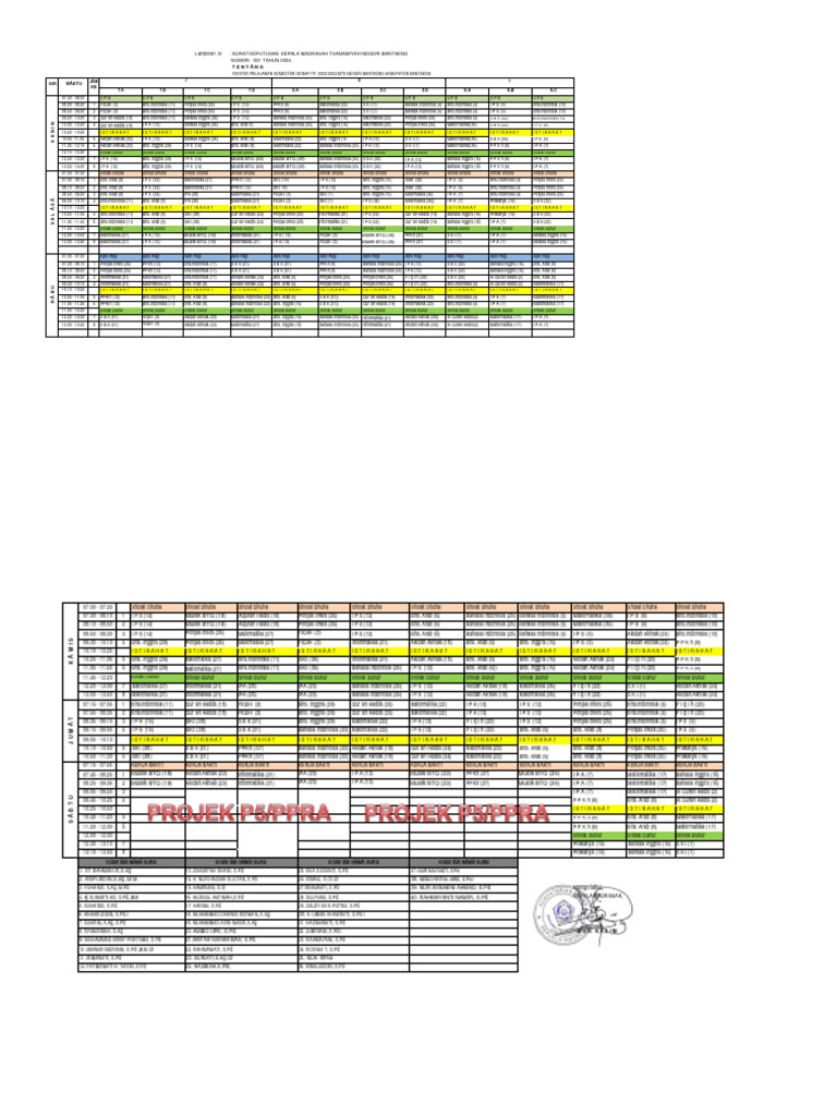 ROSTER PELAJARAN MTSN BANTAENG GENAP TP. 2023-2024 | PDF