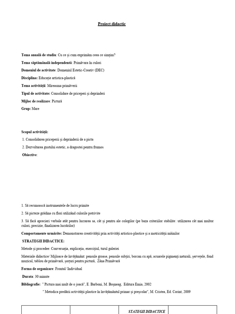 0 Proiect Didactic Dec Primavara in Culori Grupa Mare | PDF