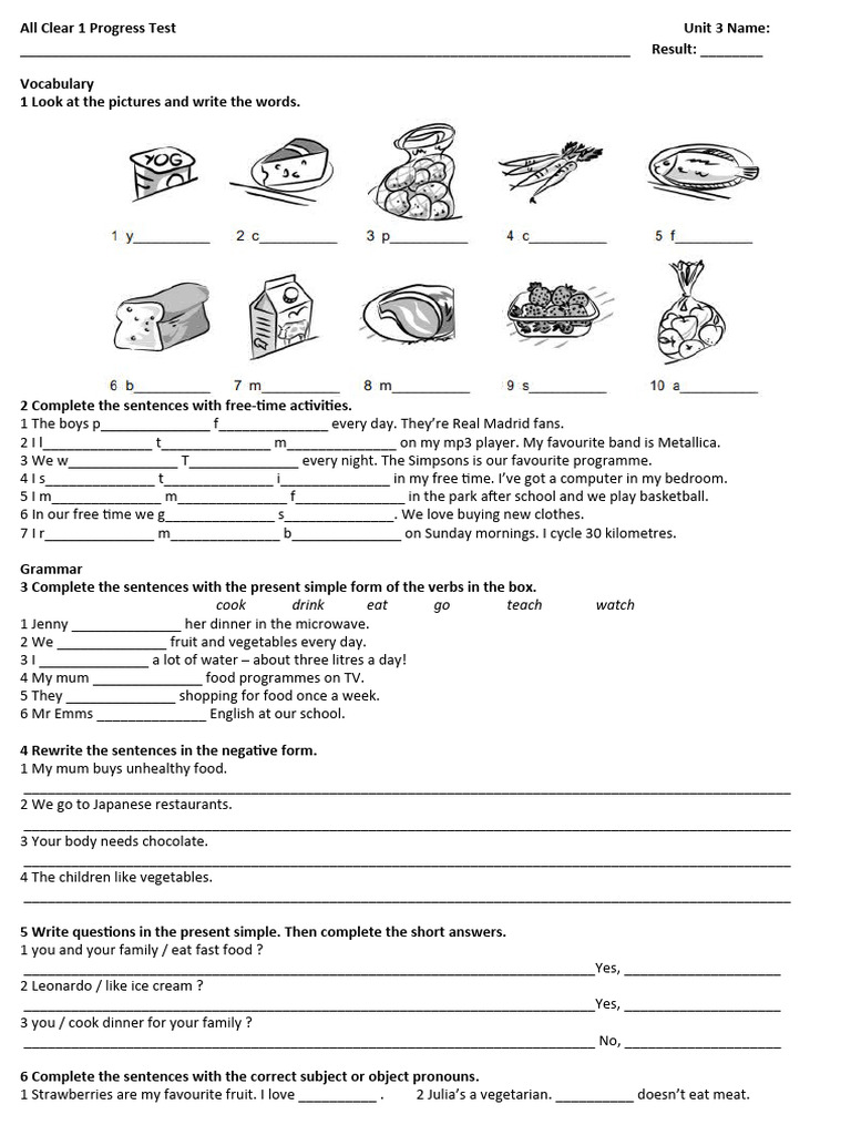 All Clear 5 Test 3 | PDF | Grammar | Syntax