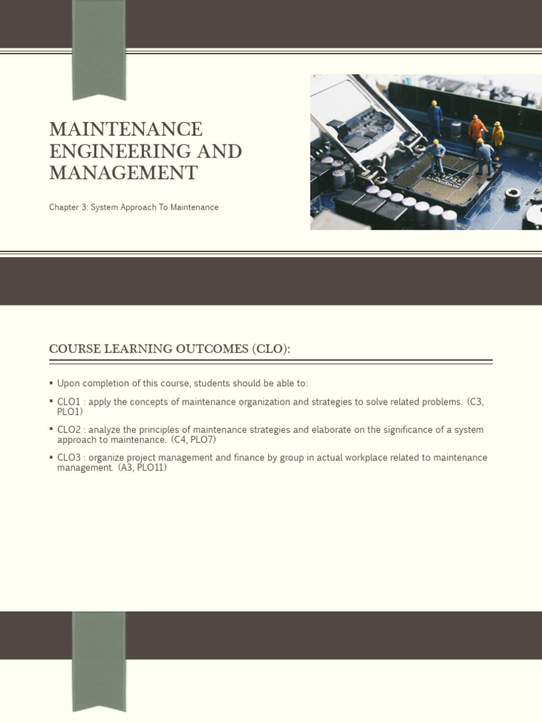 DJJ50212 Maintenance Engineering and Management Chapter 3 System Approach To Maintenance | PDF ...