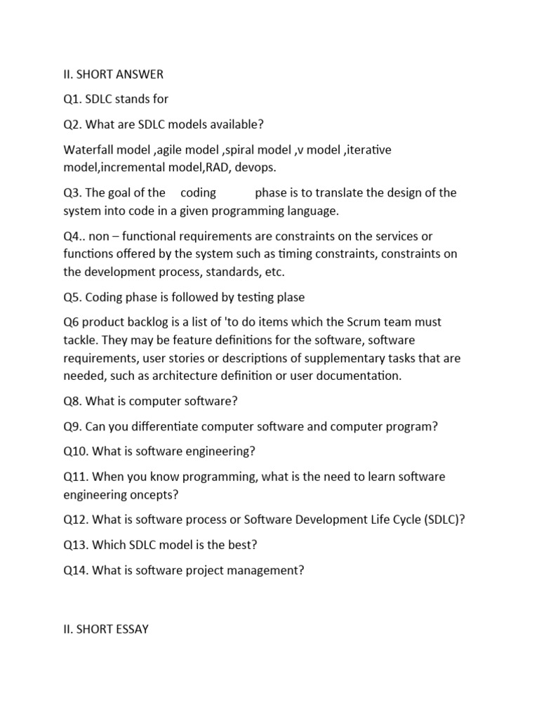 software-engineering cuối kì có đáp án 2 | Download Free PDF | Software Development Process ...