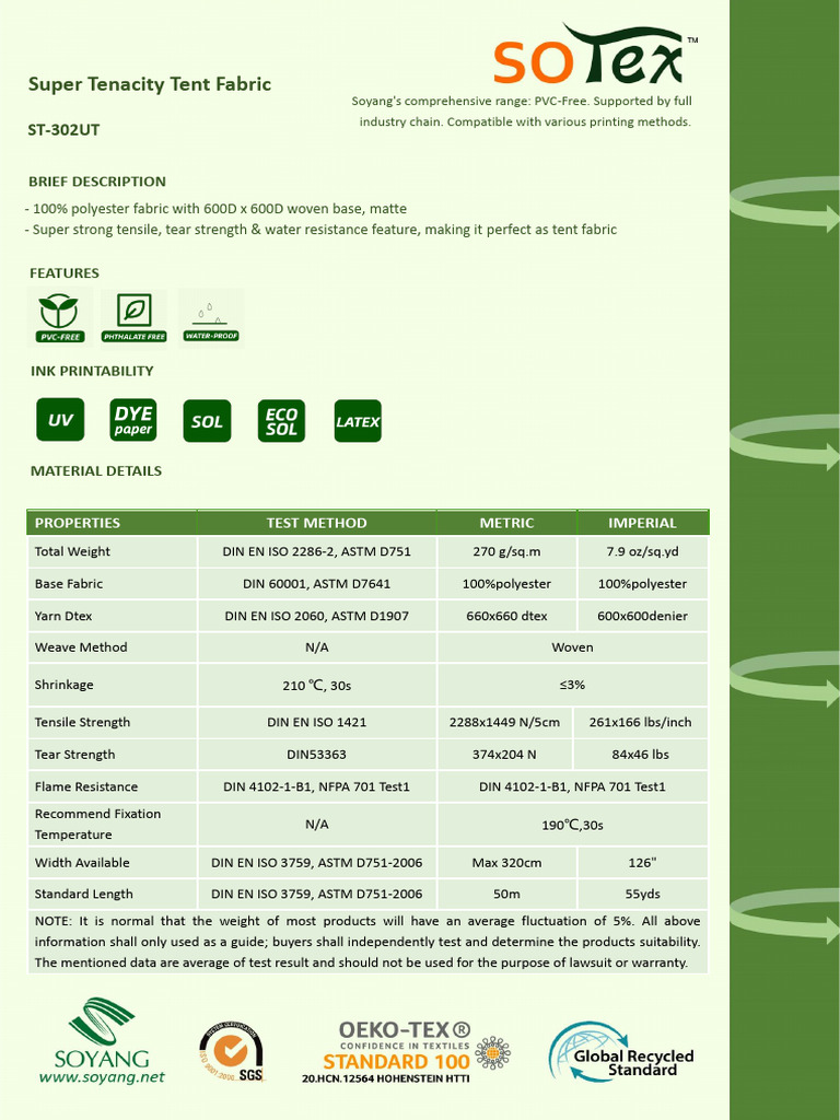 Super Tenacity Tent Fabric | PDF