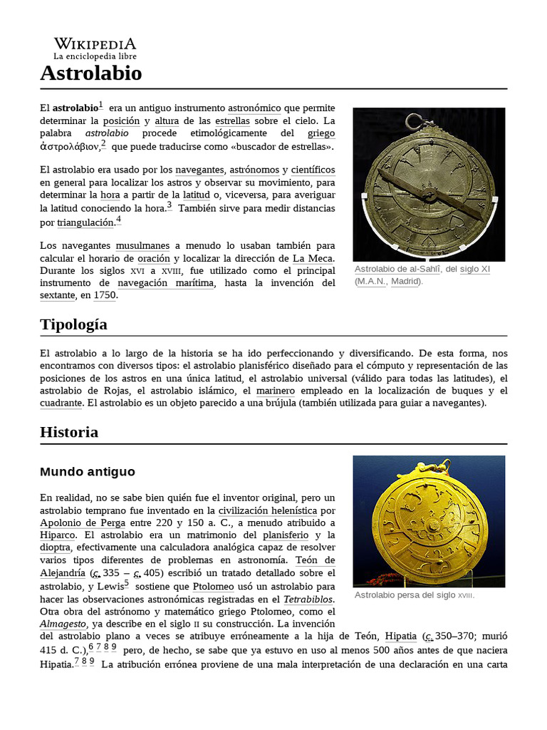 Astrolabio | PDF | Astronomía | Navegación