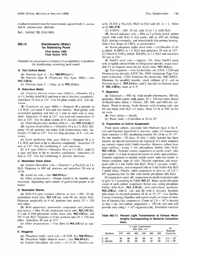 Aoac 965.13 | PDF