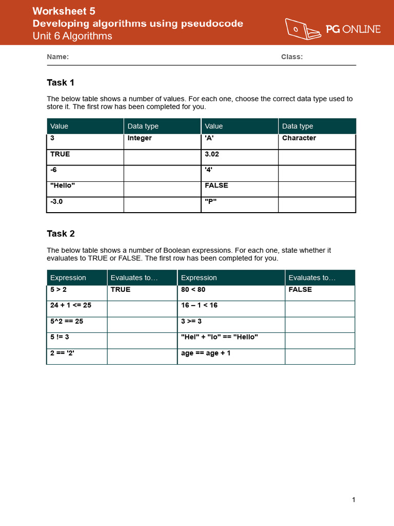 T5 Worksheet 5 | PDF | Data Type | Iteration