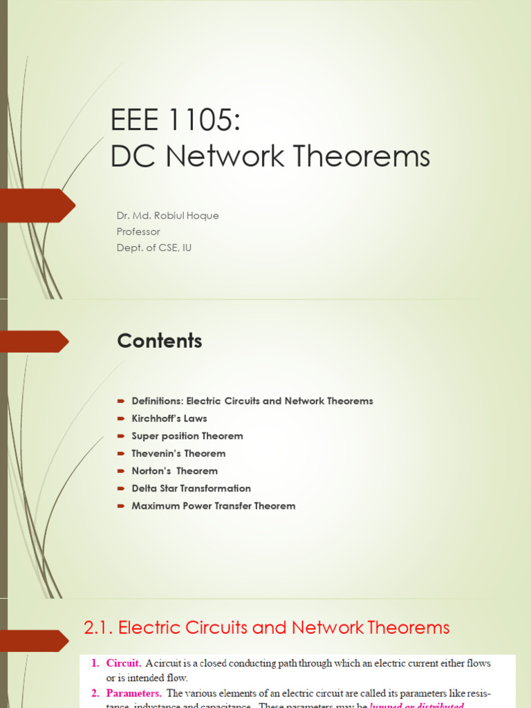 EEE1105-Chapter - 2 - DC - Networks DC Network Basici | PDF ...