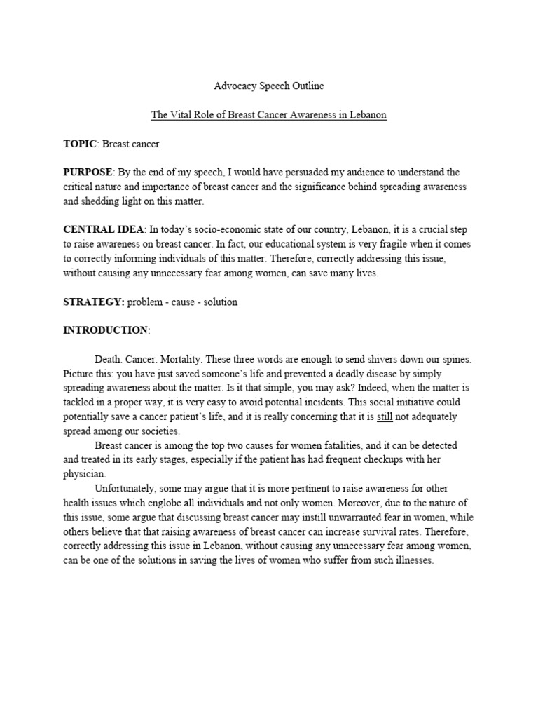Advocacy Speech Outline | PDF