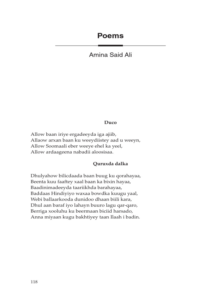 Poems (Amina Said Ali) | PDF