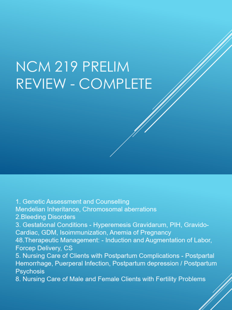 NCM 219 Review Part 1 and 2 | PDF | Pregnancy | Human Pregnancy NCM 219 Review Part 1 and 2 | PDF | Pregnancy | Human Pregnancy