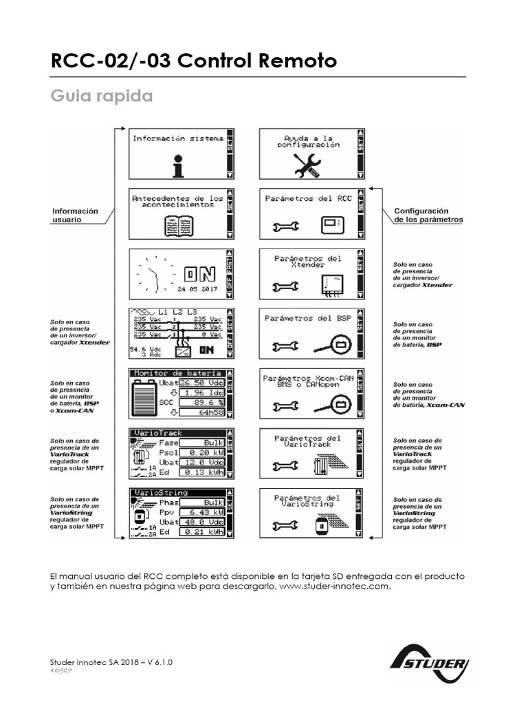 Studer Quick Guide RCC v6.1 Es | PDF | Control remoto | Informática