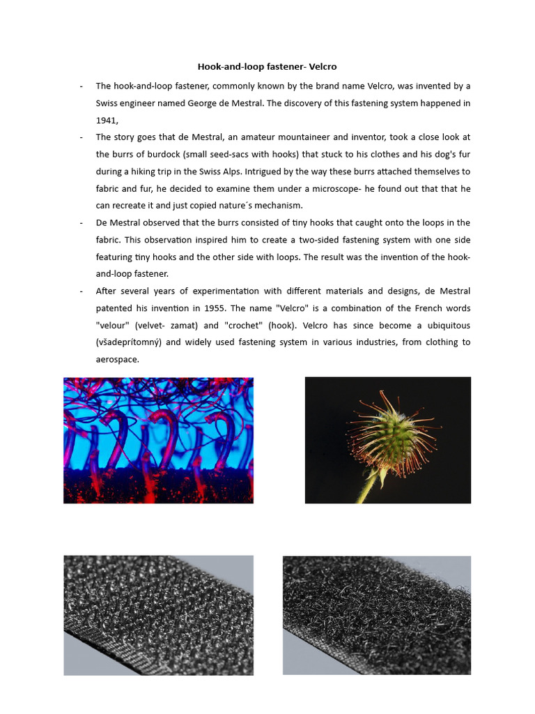 Velcro: Invention and Origins | PDF