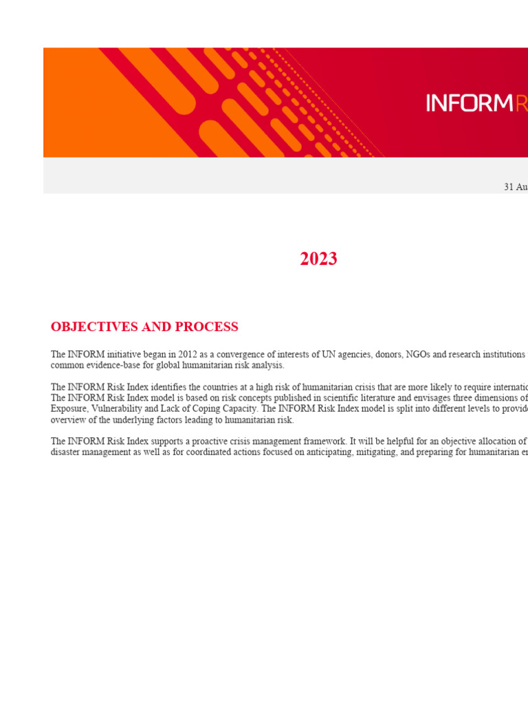 INFORM Risk 2023 v065 | PDF | Internally Displaced Person | Refugee