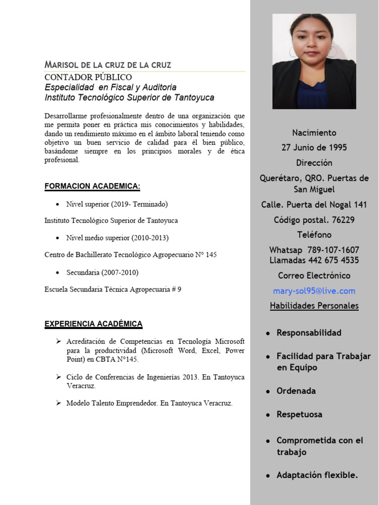 CVMarisol de La Cruz de La Cruz | PDF | Contabilidad | Contador