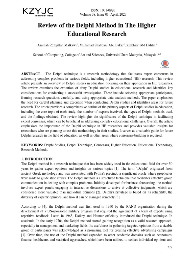 Review of The Delphi Method in The Higher Educational Research 646c4b882d377 | PDF | Methodology ...