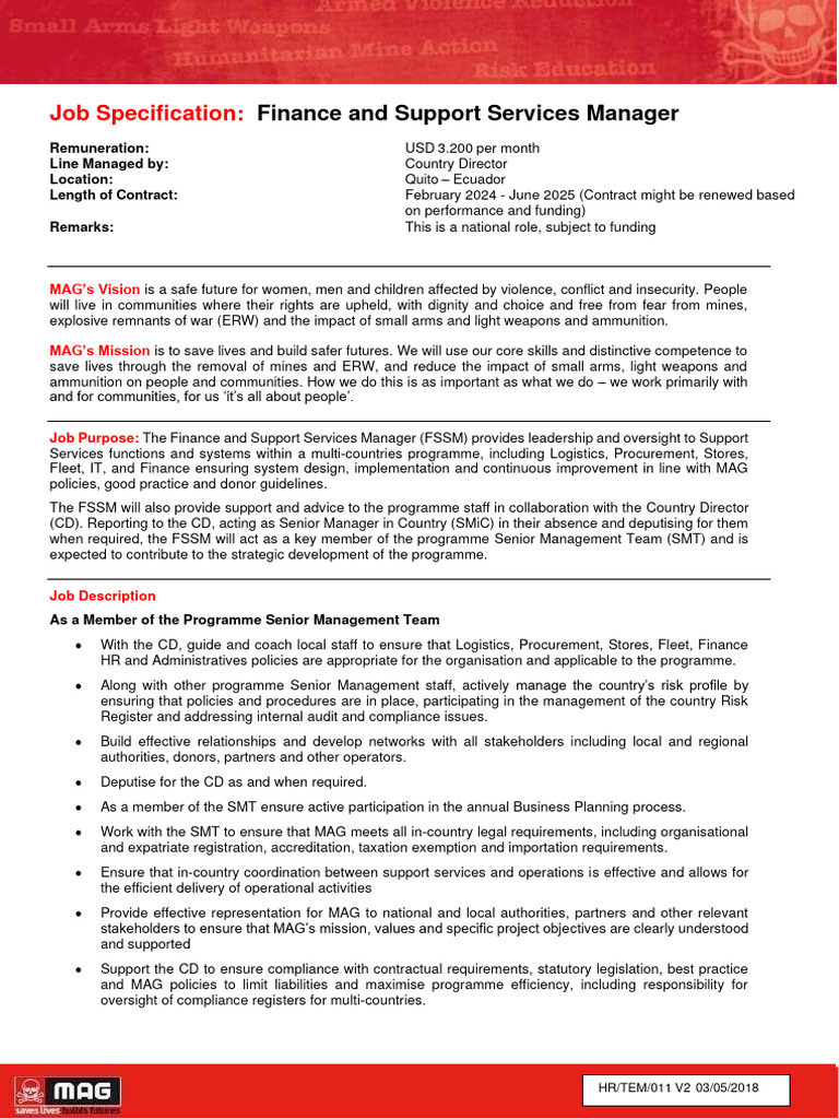 HR TEM 011 Template Job Specification FSSM | PDF | Procurement | Logistics