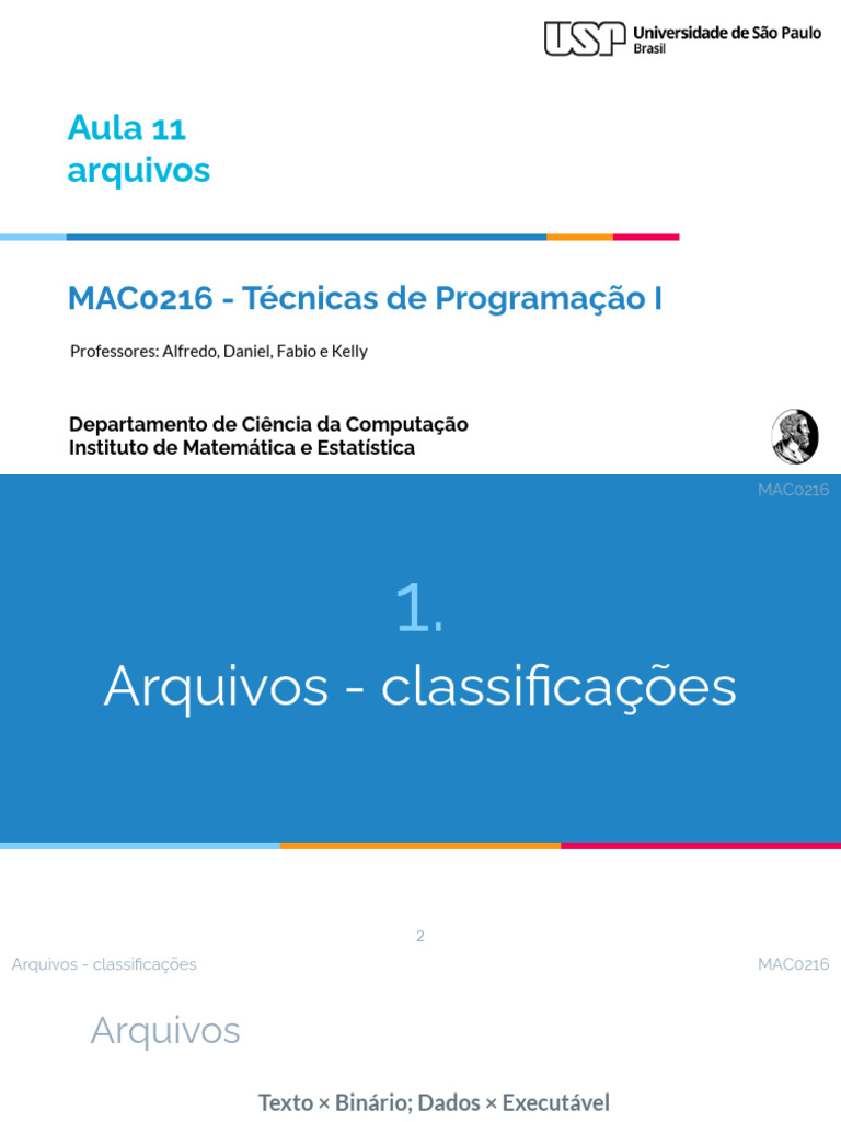 MAC0216 - Aula 11 - Arquivos | PDF | Informática | Programação de ...