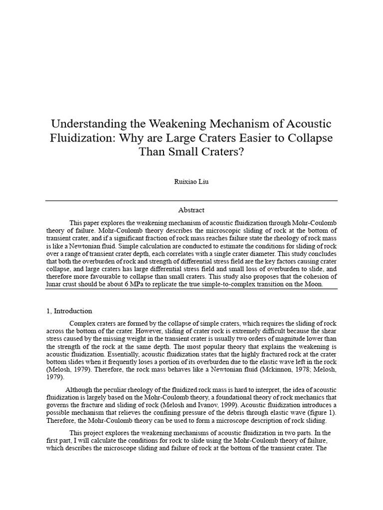 Understanding The Weakening Mechanism of Acoustic Fluidization | PDF