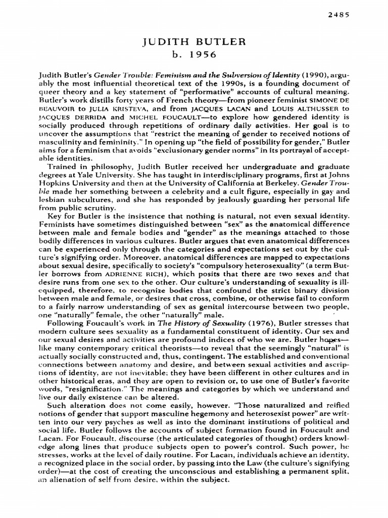 Judith Butler | PDF | Gender | Gender Studies