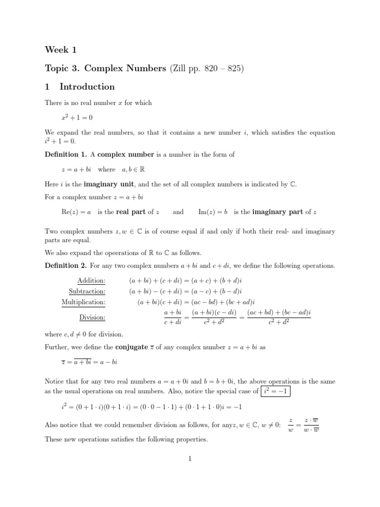 Week 1.3E Complex Numbers | PDF | Complex Number | Angle