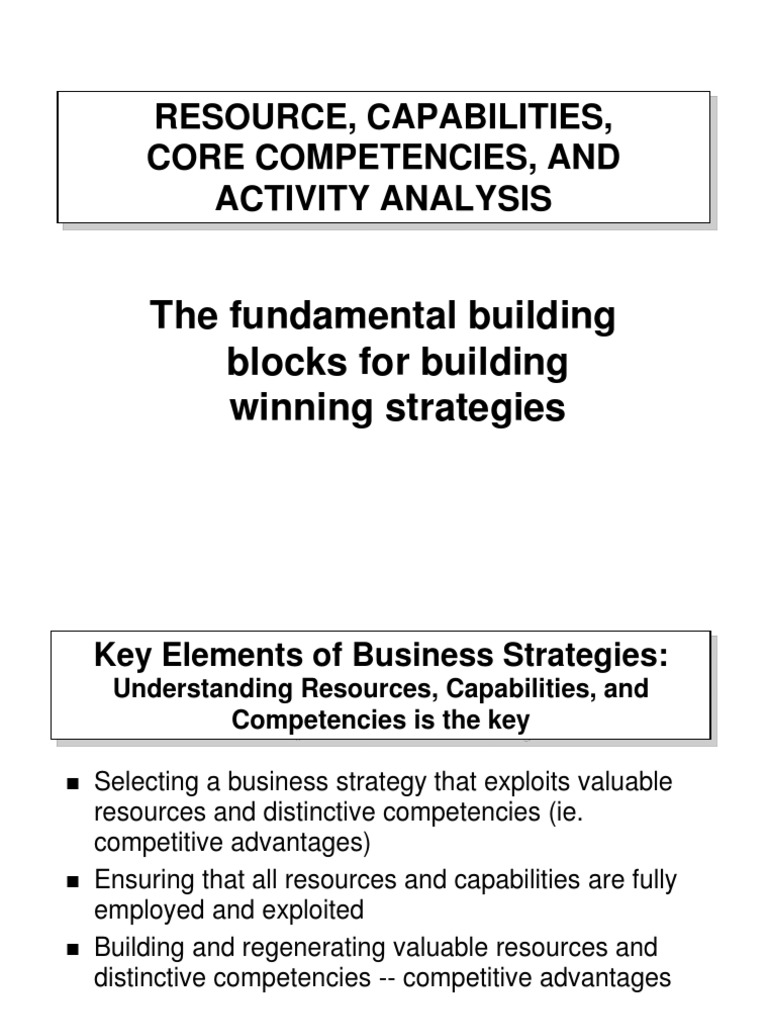 Resources and Capabilities | PDF | Competitive Advantage | Strategic Management