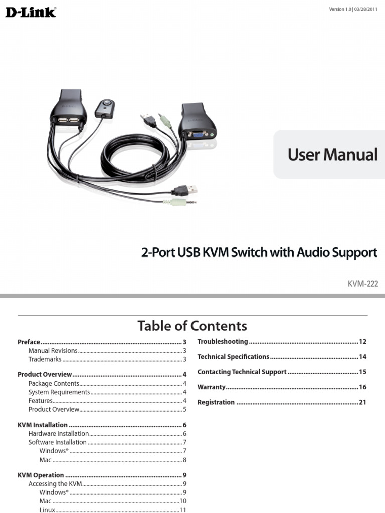 KVM-222 Manual 1.00 en | PDF | Personal Computers | Usb