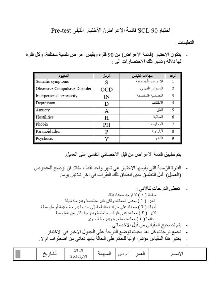 SCL 90 Test | PDF