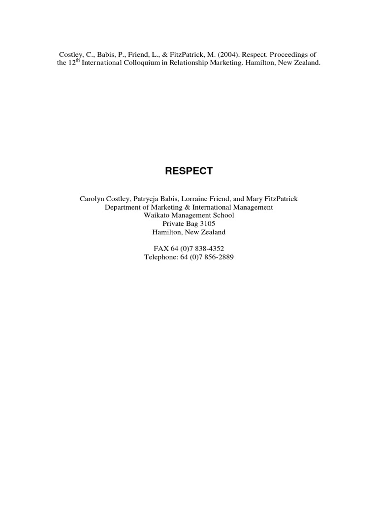 Respect | PDF | Self Esteem | Customer