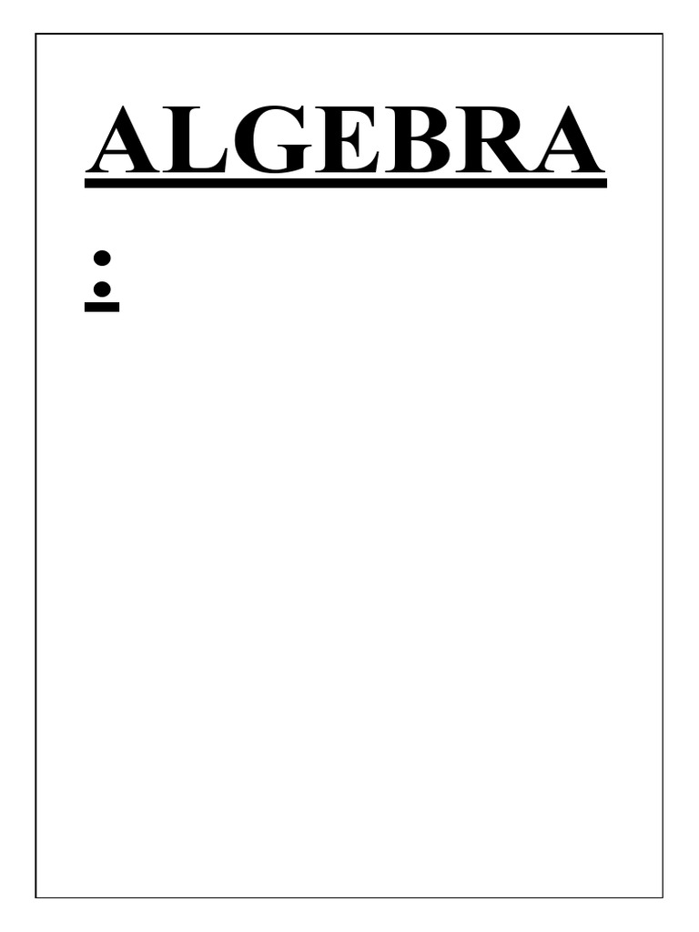 ALGEBRA | PDF