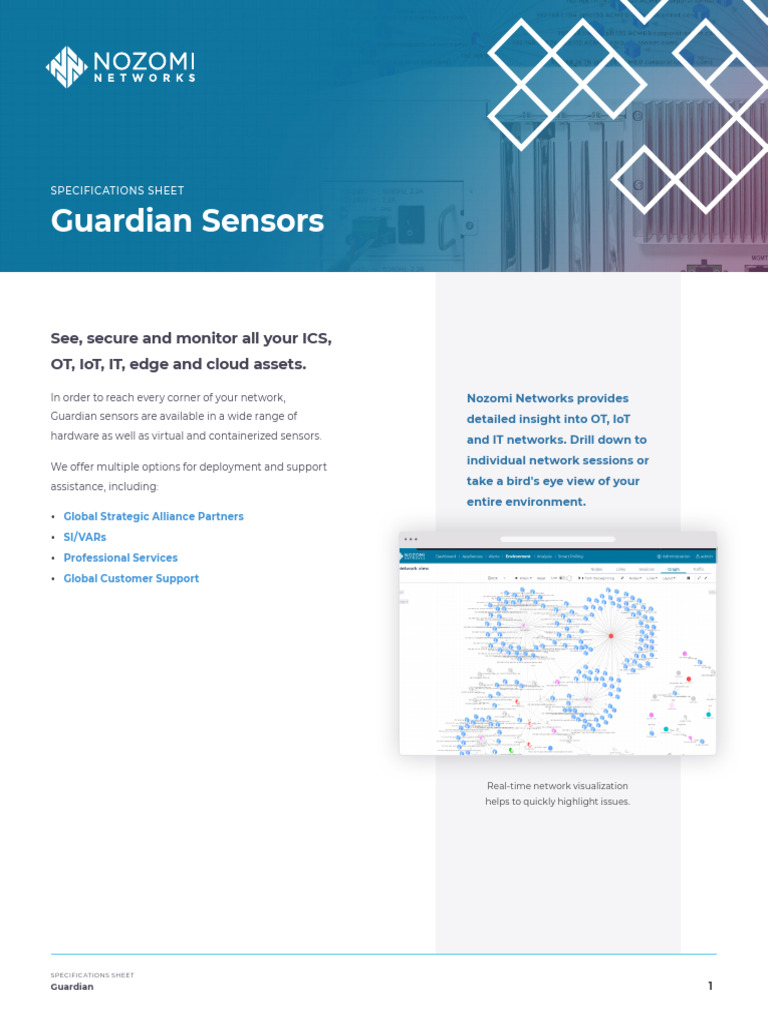 Nozomi Networks Guardian Specifications Sheet | PDF | Internet Of Things | Computer Security