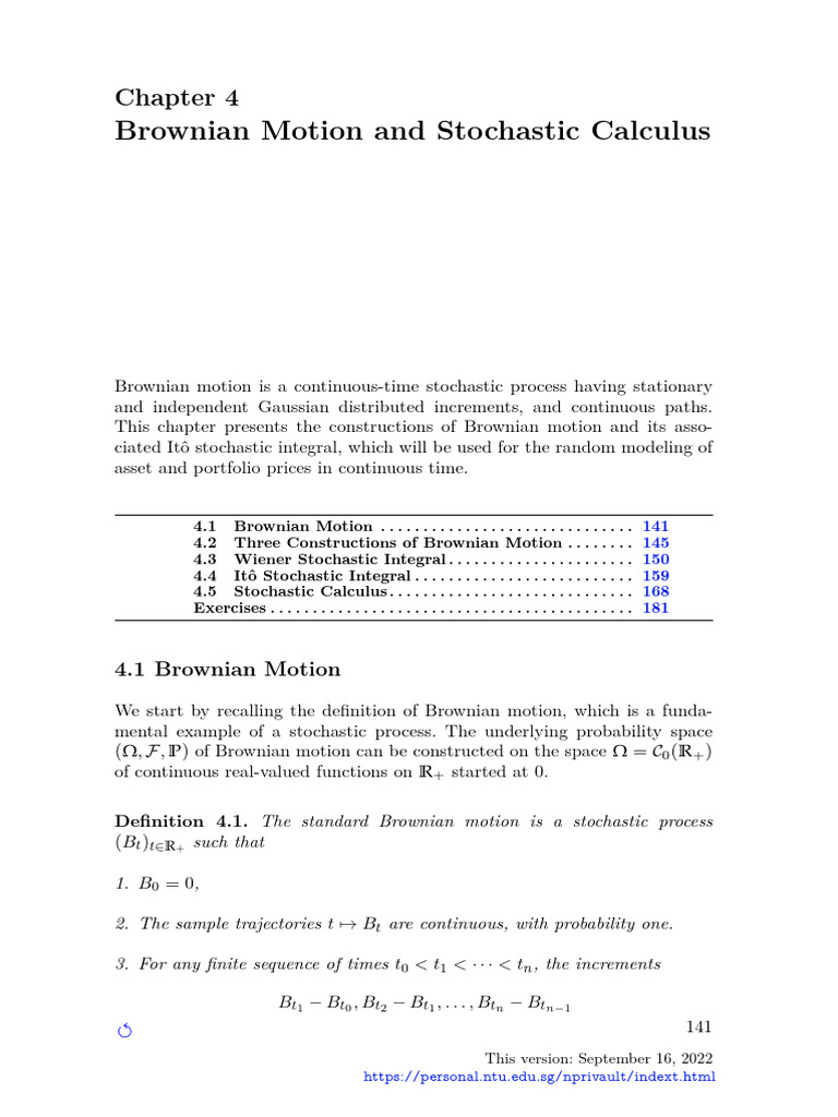 Brownian Motion Stochastic Calculus | PDF | Stochastic Process | Mathematical Analysis